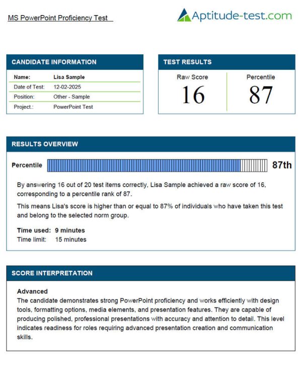 Microsoft PowerPoint Proficiency Test - Aptitude-test.com
