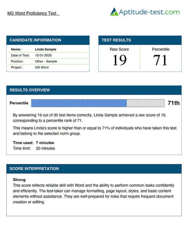 Microsoft Word Proficiency Test - Aptitude-test.com